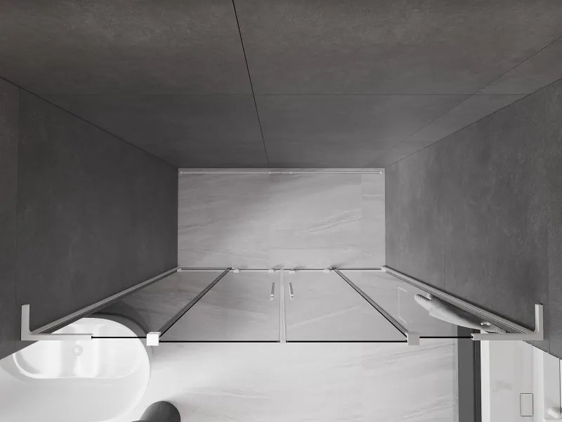Mexen Velar L Duo, posuvné sprchové dveře do otvoru 180 cm, 8mm šedé sklo, bílá matná, 871-180-003-42-20