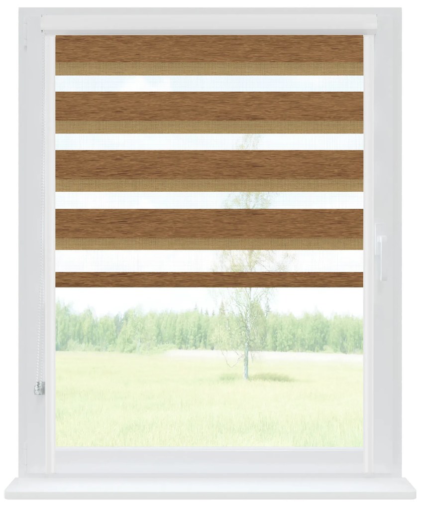 Dekodum Roleta den a noc v bílé kazetě premium, barva látky Čokoláda Šířka (cm): 43, Výška (cm): Balkonová (do 200 cm), Strana mechanismu: Práva