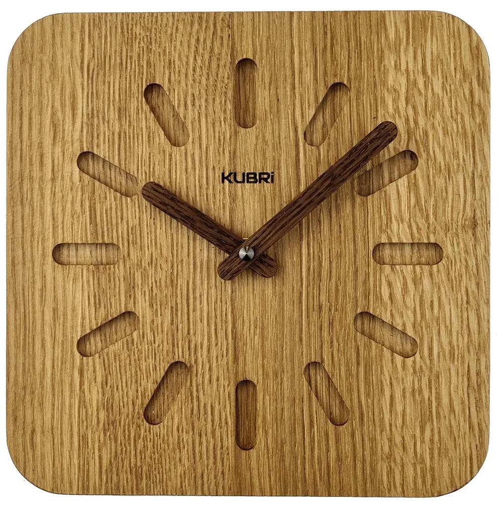KUBRi 0151 - 20 cm hodiny z dubového masívu včetně dřevěných ručiček