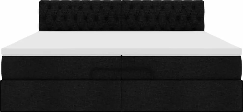 Osmanský rám postele s matrací černá 200x200 cm textil 3311569