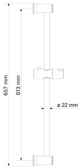 EBS Posuvná sprchová tyč 65,7 cm, čtvercové úchyty, černá mat S_ST019BL
