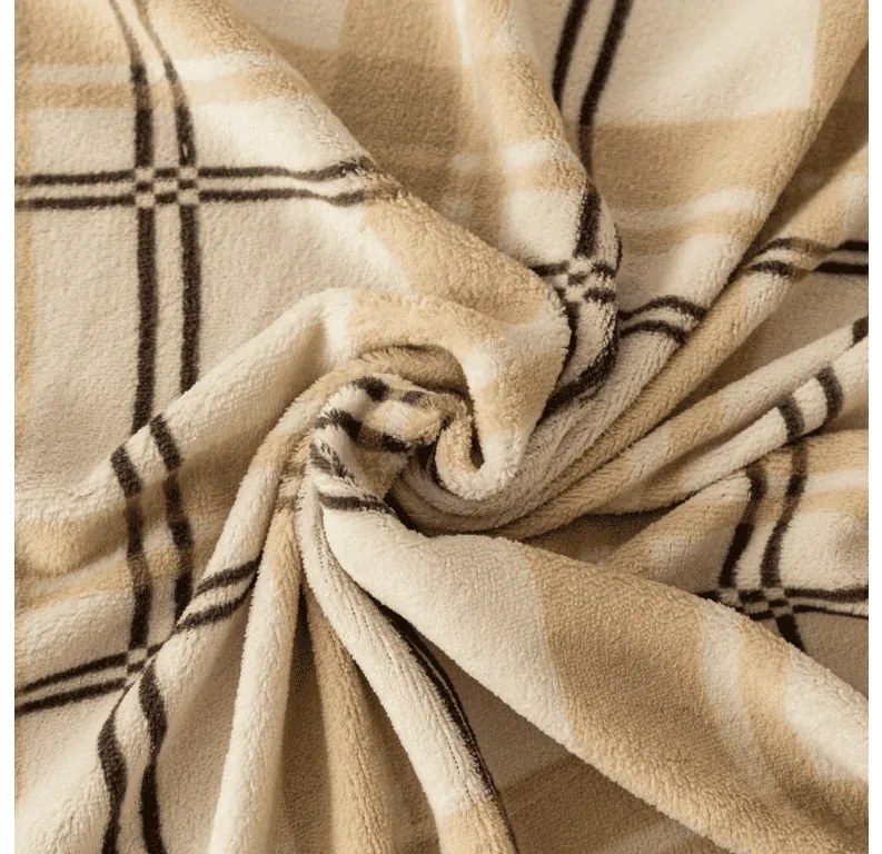 Mikroplyšové povlečení PLAID krémové Rozměr povlečení: 70 x 90 cm | 140 x 220 cm