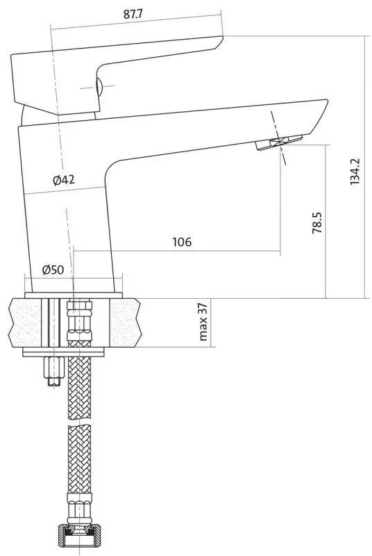 Cersanit Mille - umyvadlová baterie včetně kovové zátky, chrom, S951-045