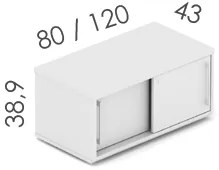 NABYTEK-DESIGNOVY.CZ - DE181DP - Skříň kancelářská EPIC, posuvné dveře, 1 police, šířka 80/120 cm, výška 38,9cm, dub/černá