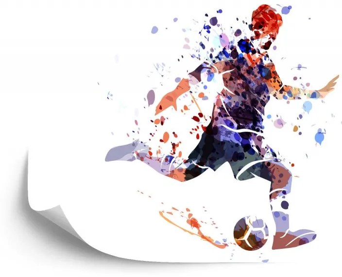 Fototapeta Akvarel Silueta Fotbalového Hráče Omyvatelný vlies 152.5x104