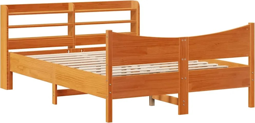 Rám postele s čelem voskově hnědý 150 x 200 cm masivní borovice 3307043