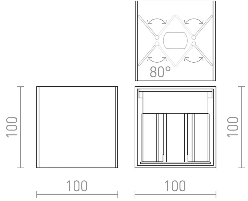 Rednl R13738 nástěnné LED stmívatelné svítidlo TITO SQ, bílé, 2x3W, 3000K, IP65, 10cm