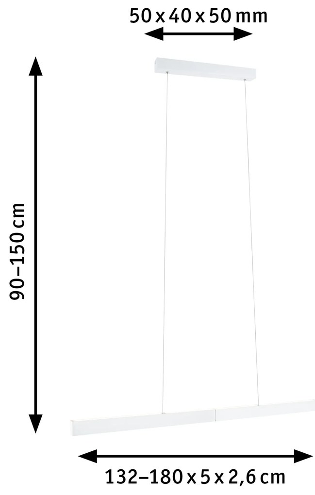 Paulmann 79889 Aptare, ZigBee závěsné svítidlo LED 18W, 2700K, nastavitelná šířka, svítí nahoru/dolů, dálkové ovládání