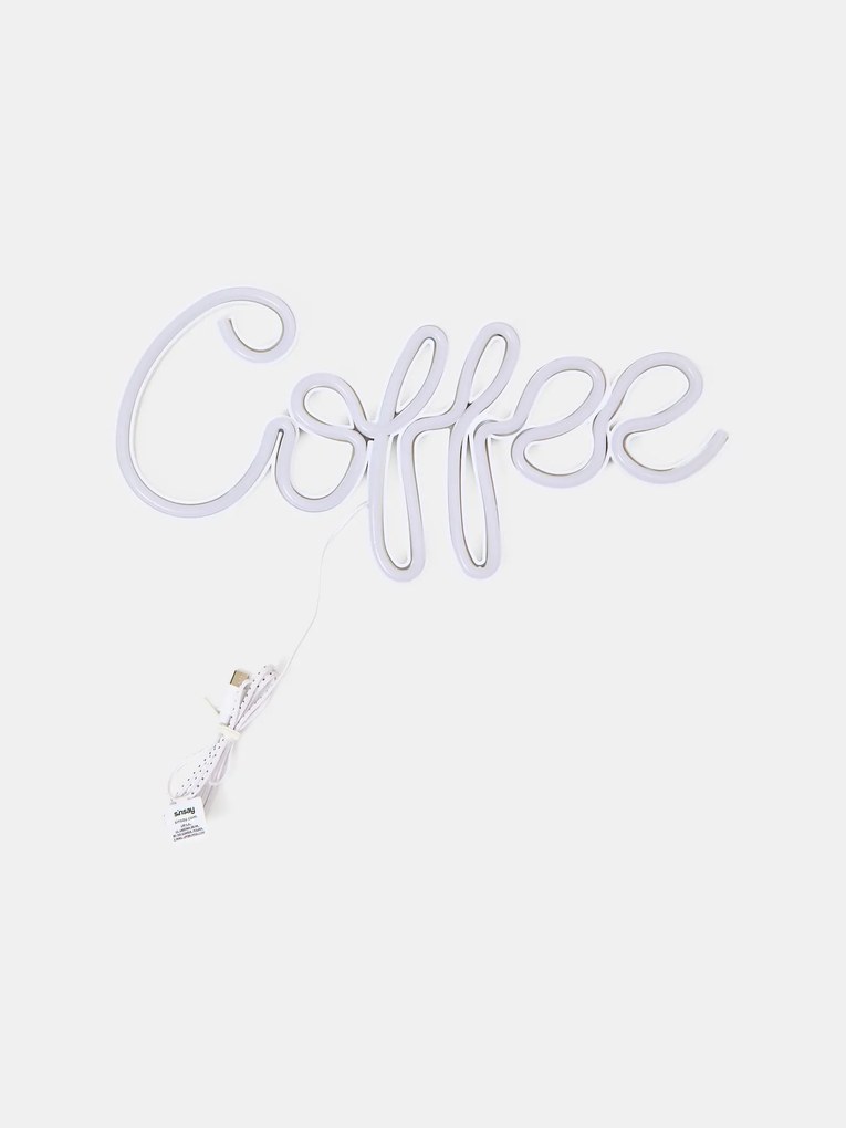 Sinsay - LED neonová lampa ve tvaru nápisu Coffee - bílá