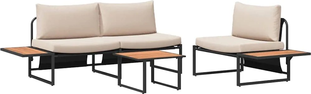 Zahradní jídelní souprava 3 ks Taupe Ocel 3335893
