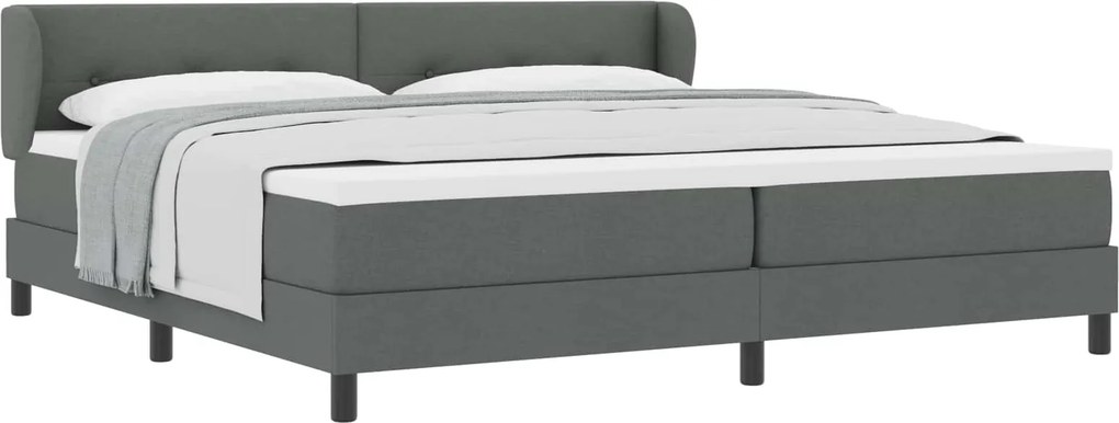 Postel s boxspringem s čelo Tmavě šedá 200 x 200 cm textil 3340046