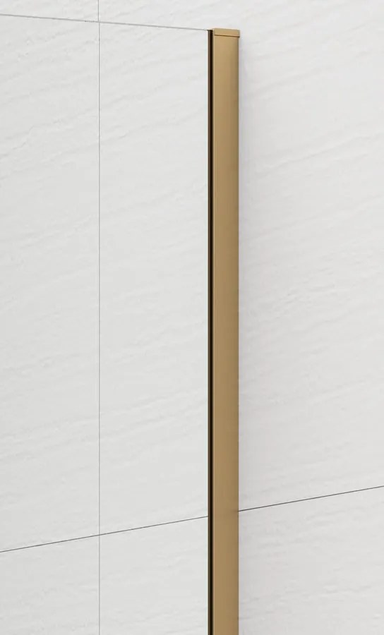 Polysan Esca Gold Matt jednodílná sprchová zástěna 100 x 210 cm k instalaci ke stěně zlatá sklo Marron hnědá ES1510-04