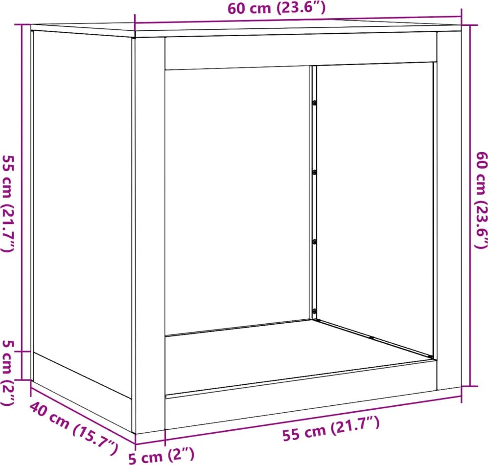 vidaXL Stojan na palivové dřevo bílý 60 x 40 x 60 cm ocel [851009] Barva: Nerezová ocel / Světle šedý