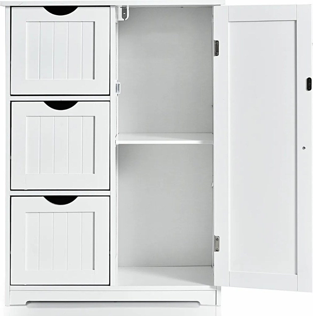 Costway Koupelnová skříňka úložná se 3 zásuvkami – 60 × 30 × 81 cm, bílý