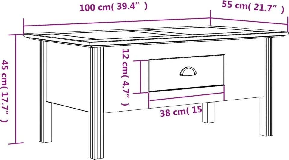 vidaXL Konferenční stolek BODO 100 x 55 x 45 cm masivní borovice [355069] Barva: Bílá