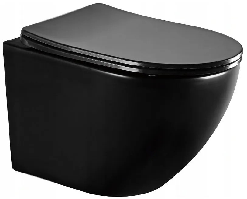 Závěsný set GEBERIT Duofix Basic+ WC LENA Rimless 48 x 36 cm + pomalu padající deska Slim, černá, 3322XX85+39100185