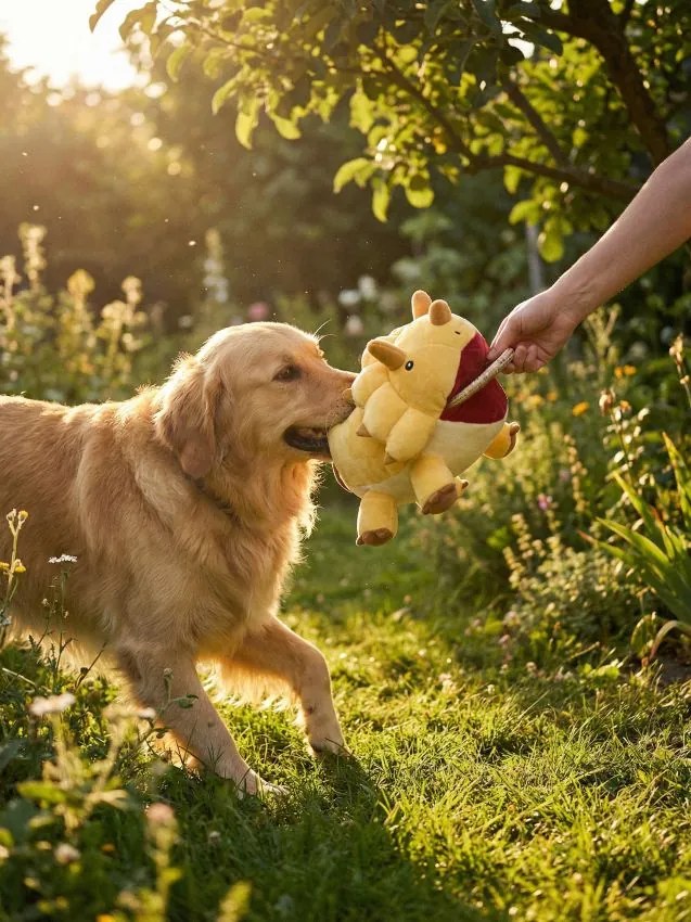 Sinsay - Plyšová hračka pro psa s pískátkem a kapsou na ruku ve tvaru dinosaura - žlutá