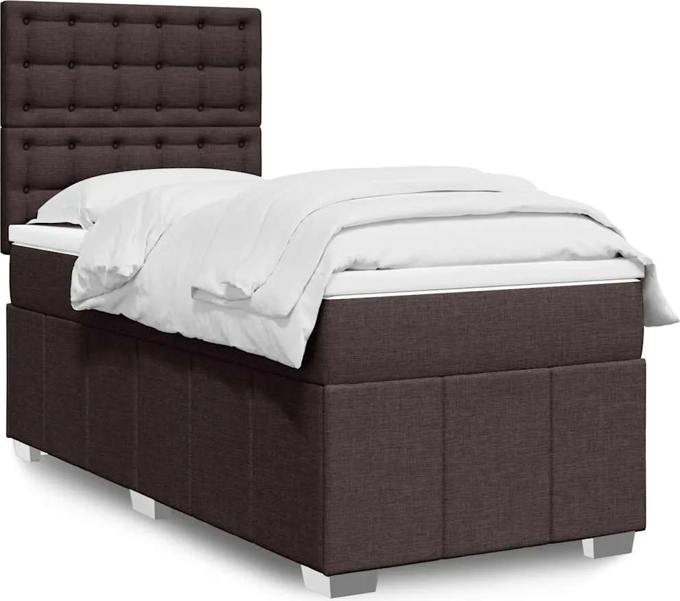 Box spring postel s matrací tmavě hnědá 90x200 cm textil 3291568