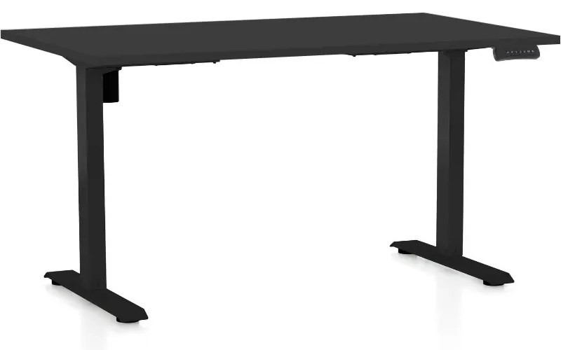 Výškově nastavitelný stůl OfficeTech B, 120 x 80 cm, černá podnož, černá