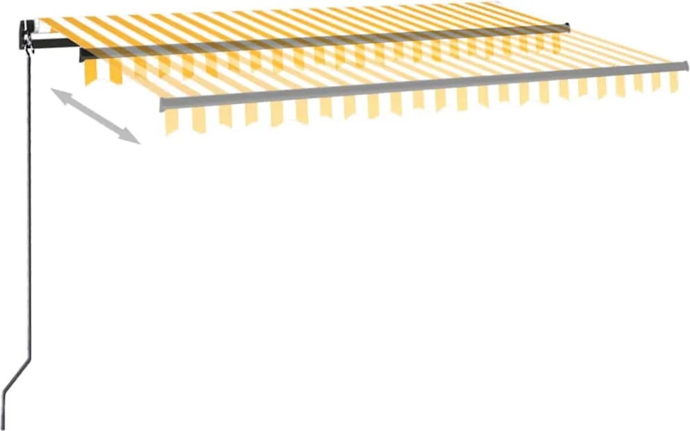 Ručně zatahovací markýza s LED světlem 450 x 300 cm žlutobílá 3069123