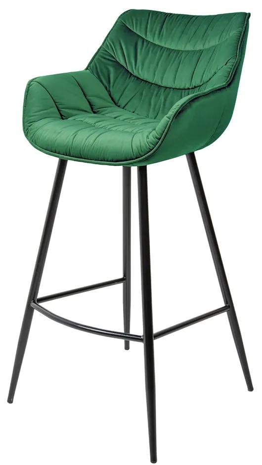 Designová barová židle Kiara smaragdový samet