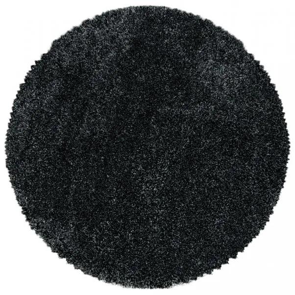 Vopi | Kusový koberec Fluffy shaggy 3500 antraciet - Kruh průměr 160 cm