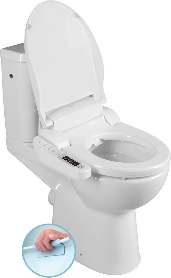 Sapho Sapho, HANDICAP WC kombi zvýšené sedátko s elektronickým bidetem BLOOMING EKO PLUS, Rimless, zadní odpad, bílá, NB-1160D-1