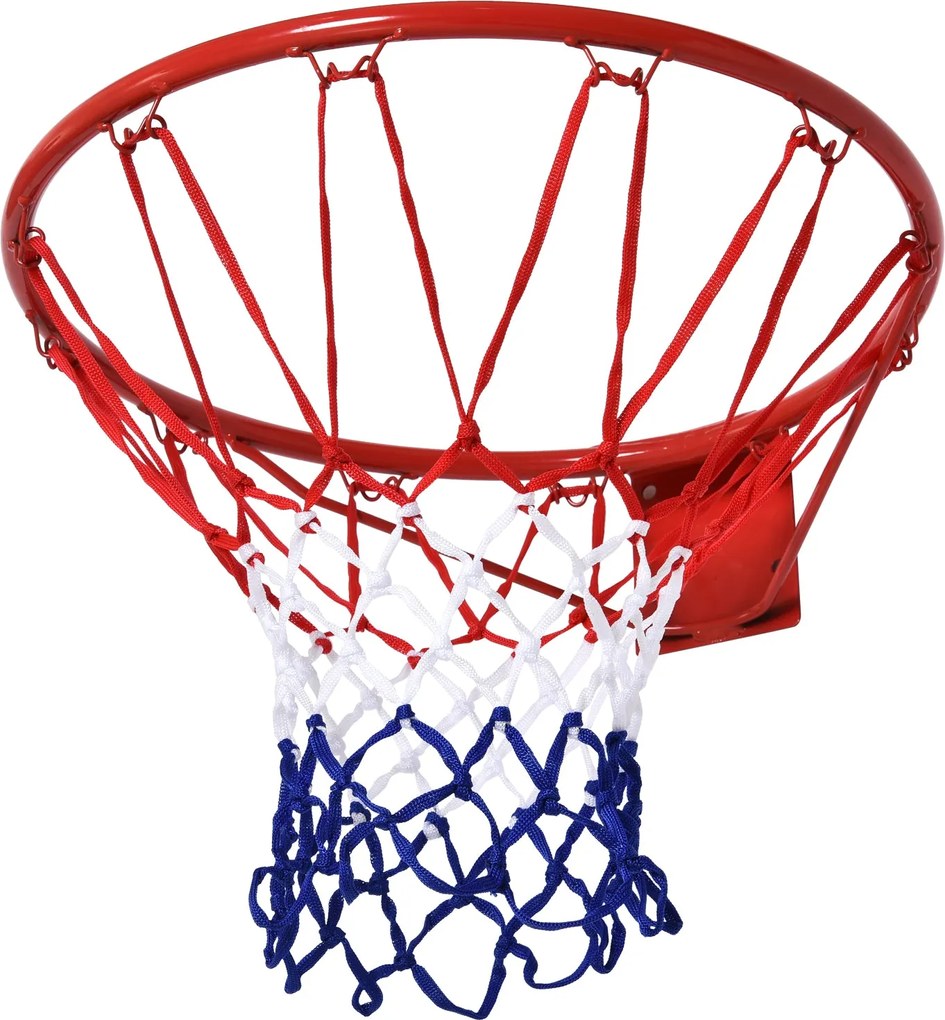 HOMCOM Basketbalový koš, Vnitřní & Venkovní s obvodem 46 cm a sítí, Nástěnný montážní koš pro teenagera a dospělé, Červená + Modrá + Bílá | Aosom