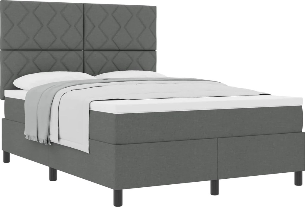 Postel s boxspringem s čelo Tmavě šedá 140 x 190 cm textil 3339463