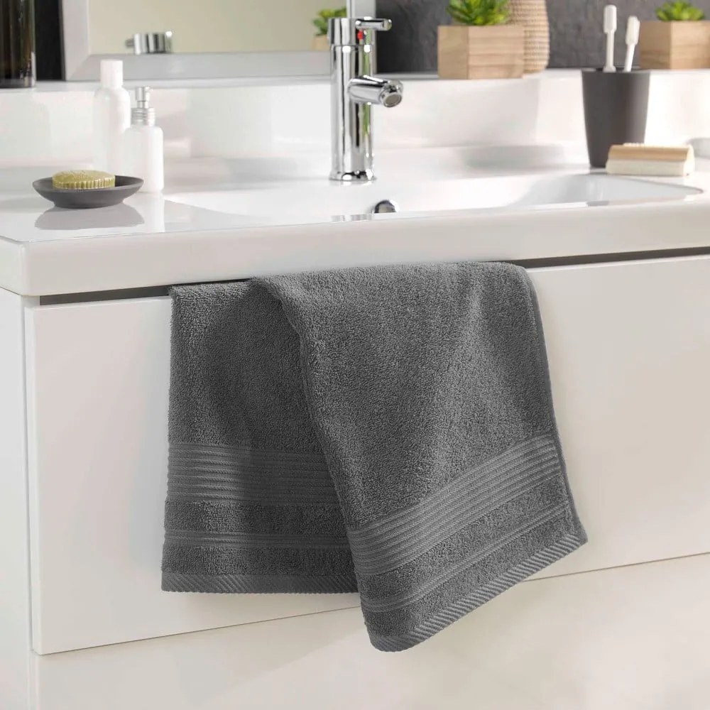 Tmavě šedý froté bavlněný ručník 50x90 cm Tendresse – douceur d'intérieur