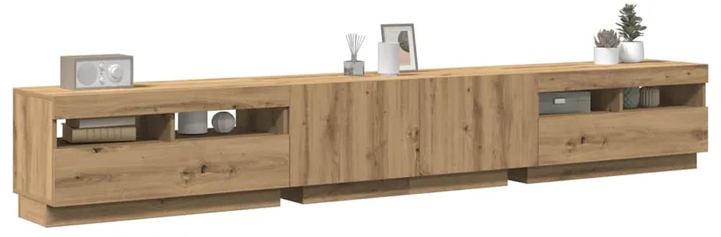TV stolek s LED dub artisan 260x35x40 cm kompozitní dřevo 3329168