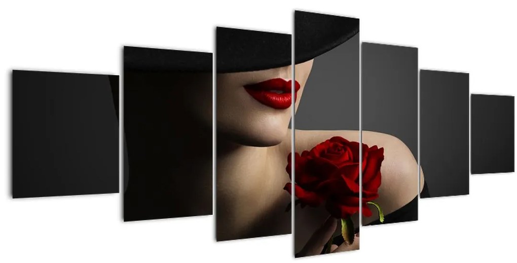 Obraz - Žena s růží (210x100 cm)
