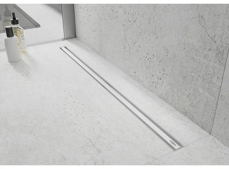 Mexen Flat nerezový sprchový žlab s rotačním 360° sifonem 60 cm, vzor SLIM, bílá, 1241060