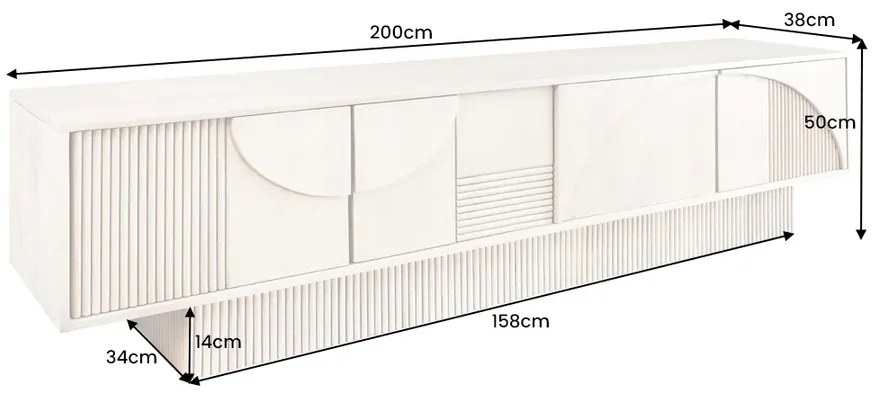 Massive home | Televizní stolek Art Deco 200cm masiv hnědé mango