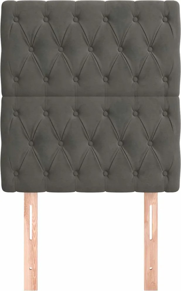 Čelo postele tmavě šedé 80x7x118/128 cm sametové 3116699