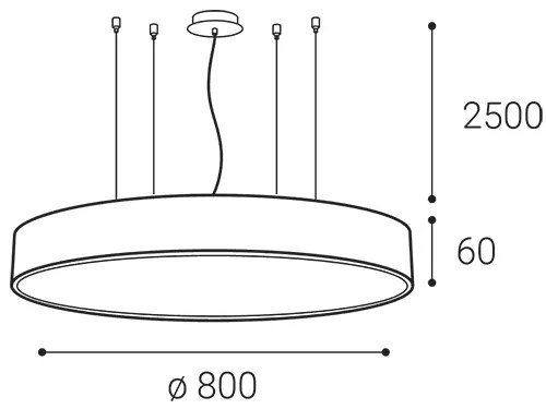 Led2 Závěsné LED svítidlo MONO SLIM P-Z ø 80 cm Barva: Černá, Stmívání, řízení: Casambi