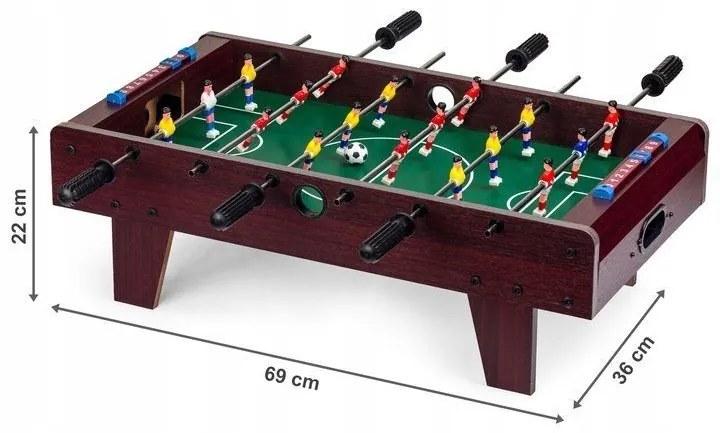 EcoToys Dřevěný stolní fotbal 69x36 cm, hnědý, GTS0001-2 WOOD