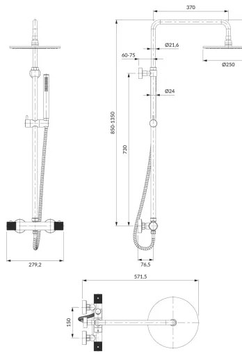 OMNIRES CT8044CR - Sprchová sada s termostatickou baterií CONTOUR lesklý chrom