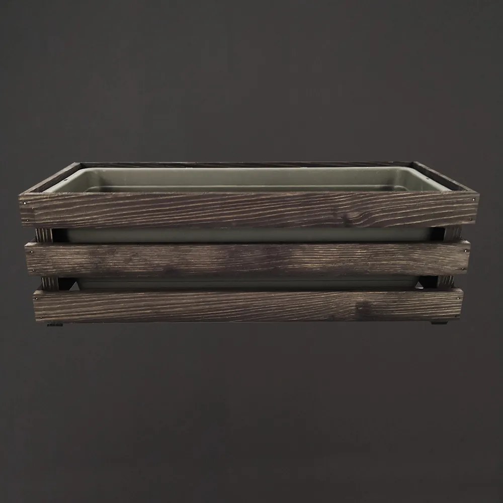 AMADEA Dřevěný obal s truhlíkem tmavý, 52x21,5x17cm, český výrobek