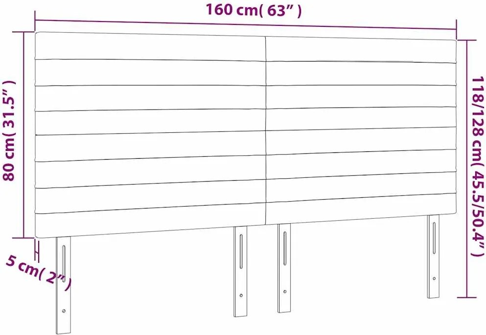 Čelo postele s LED taupe 160x5x118/128 cm textil 3122574