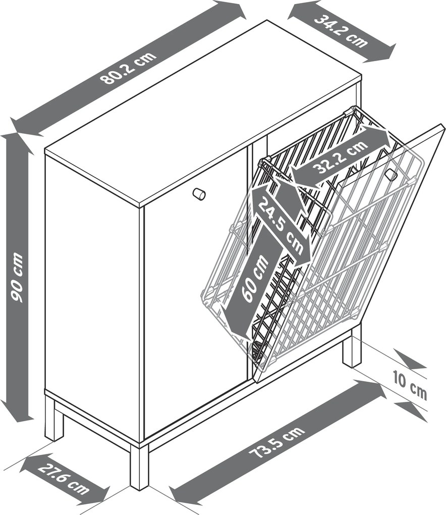Tchibo - Regál s košem na prádlo - barva: bílá