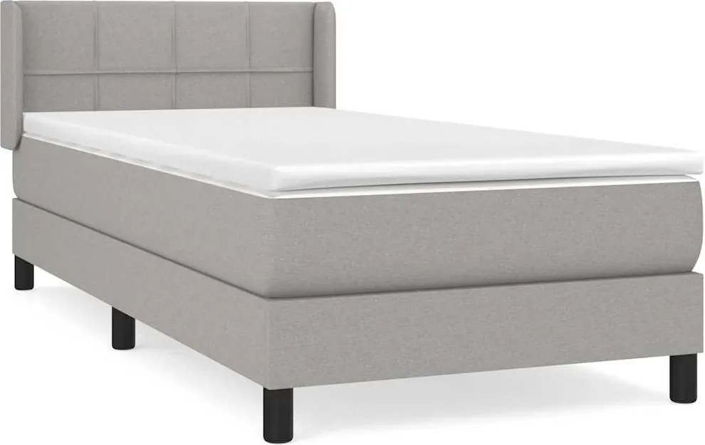 Box spring postel s matrací světle šedý 100 x 200 cm textil 3129689
