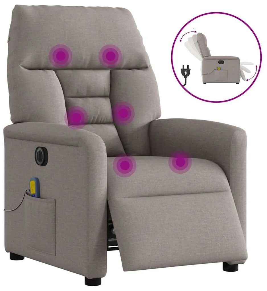 Elektrické masážní polohovací křeslo taupe textil 3303029