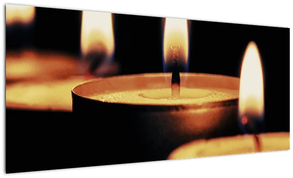 Hořící svíčky - obraz (100x40cm)