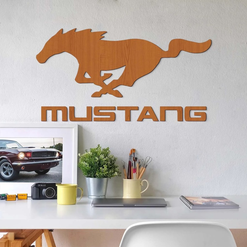 DUBLEZ | Dřevěný znak auta - Logo Mustang | Obraz