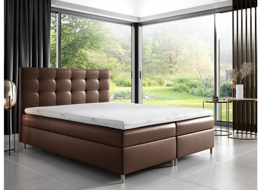 Expedo Čalouněná postel boxspring MARIANA + topper, 160x200, madryt 924