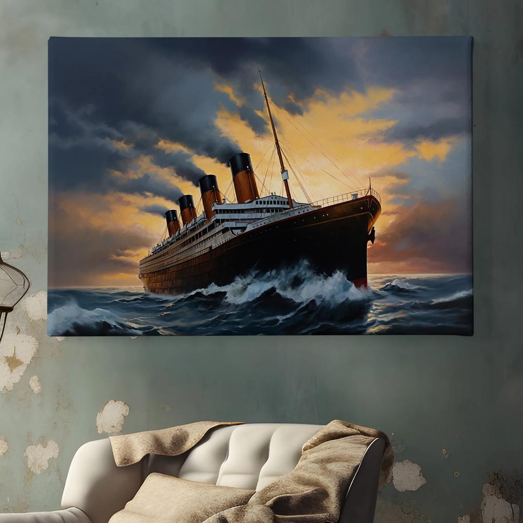 Obraz na plátně - Zaoceánský parník brázdí moře FeelHappy.cz Velikost obrazu: 60 x 40 cm