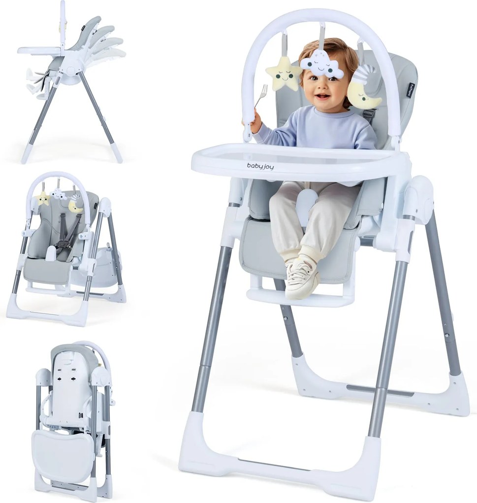 Costway Vysoká stolička baby skládací přenosná dětská vysoká stolička výškově