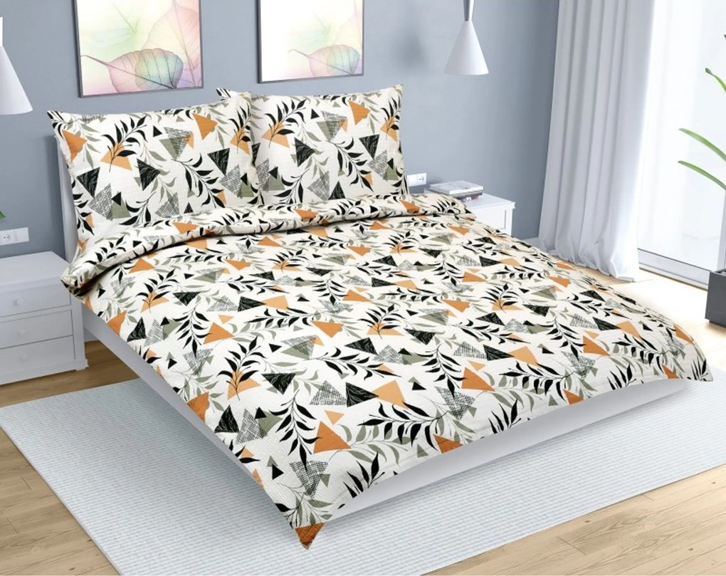 Povlečení krep na dvoudeku Krémová,Oranžová,Šedá 80/207 - 1ks 240x220, 2ks 70x90 cm