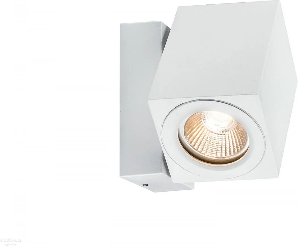 Paulmann 93782 360° Cube Flame LED, venkovní nástěnné svítidlo s otočným směrem svícení v bílé úpravě, 7W LED, výška 10cm, IP44